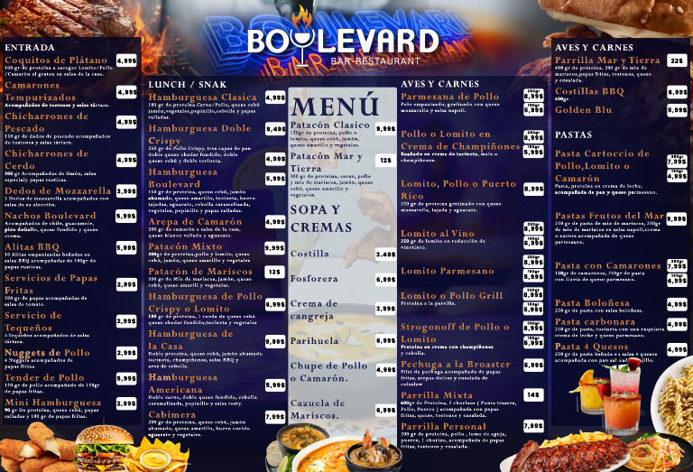 Menu Boulevard 2025 | PDF