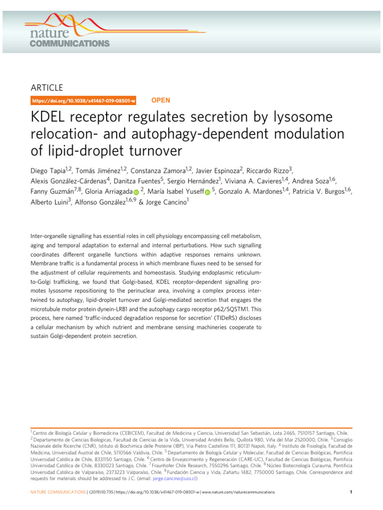 KDEL Receptor Regulates Secretion by Lysosome Relocation - and ...