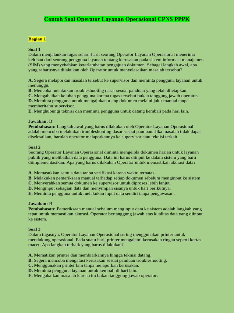 Contoh SKP Operator Layanan Operasional | PDF