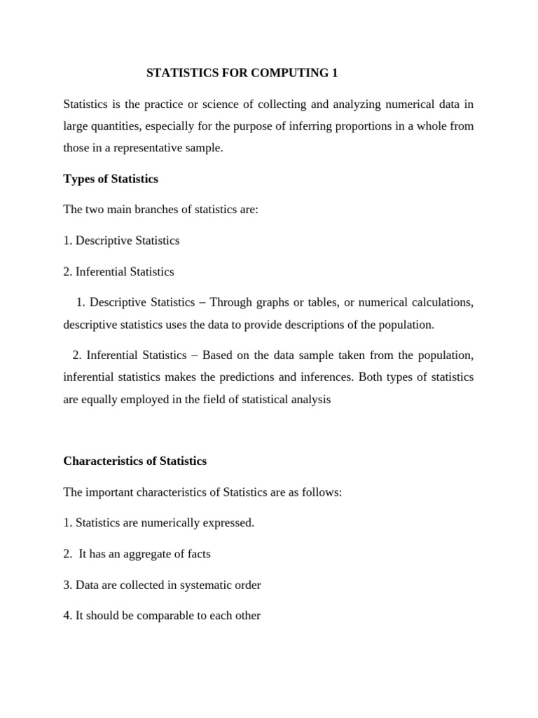 Statistics For-Computing 1 | PDF | Statistics | Level Of Measurement