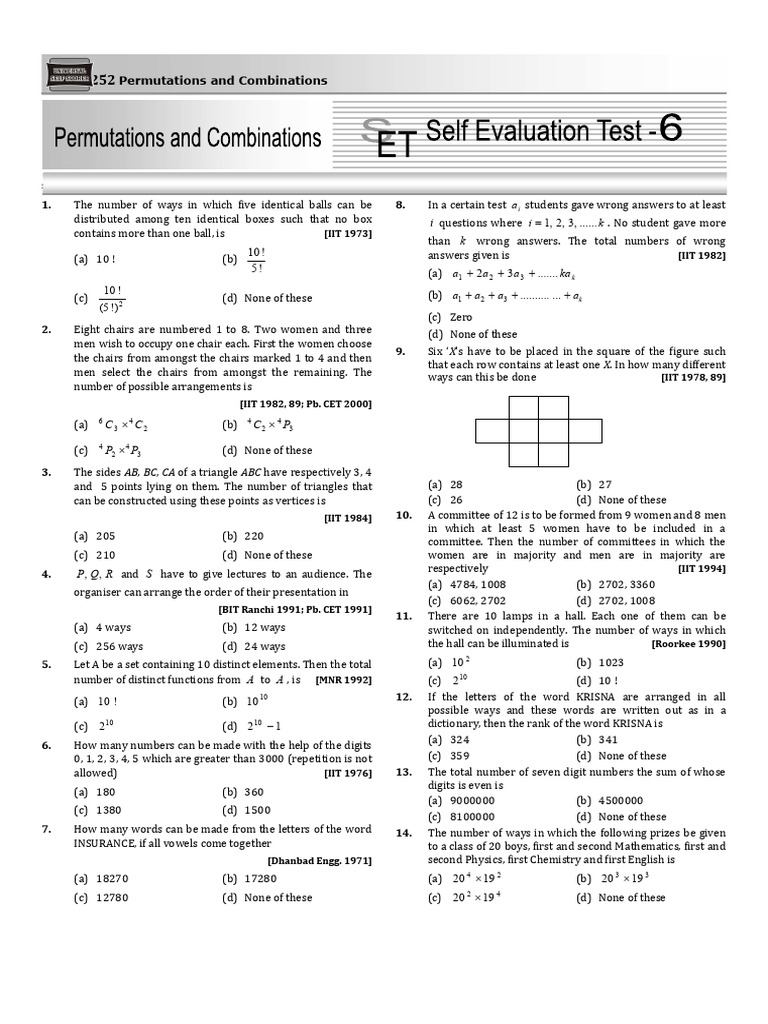 6.4 Permutations and Combinations Solutions Part 2 | PDF | Mathematical Objects | Mathematics