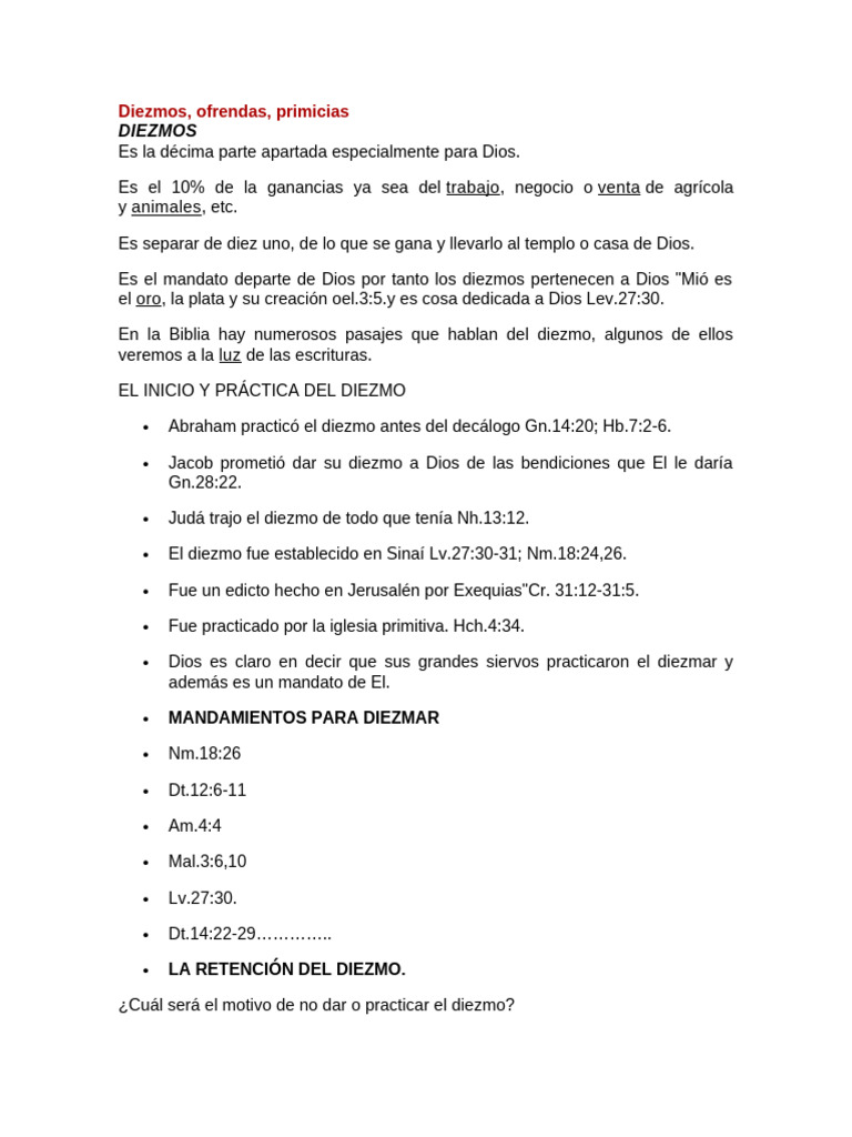 diezmos | PDF | Diezmo | Contenido bíblico