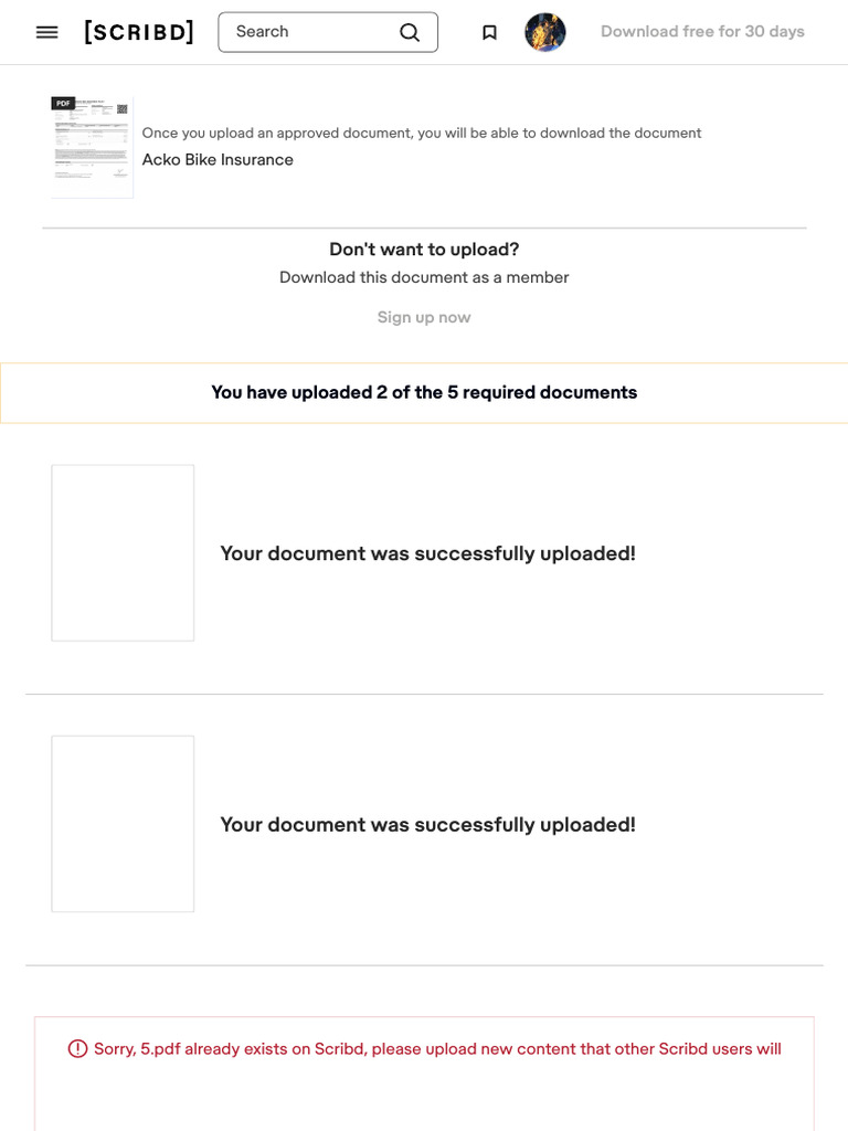 Acko Bike Insurance Document Upload Guide | PDF
