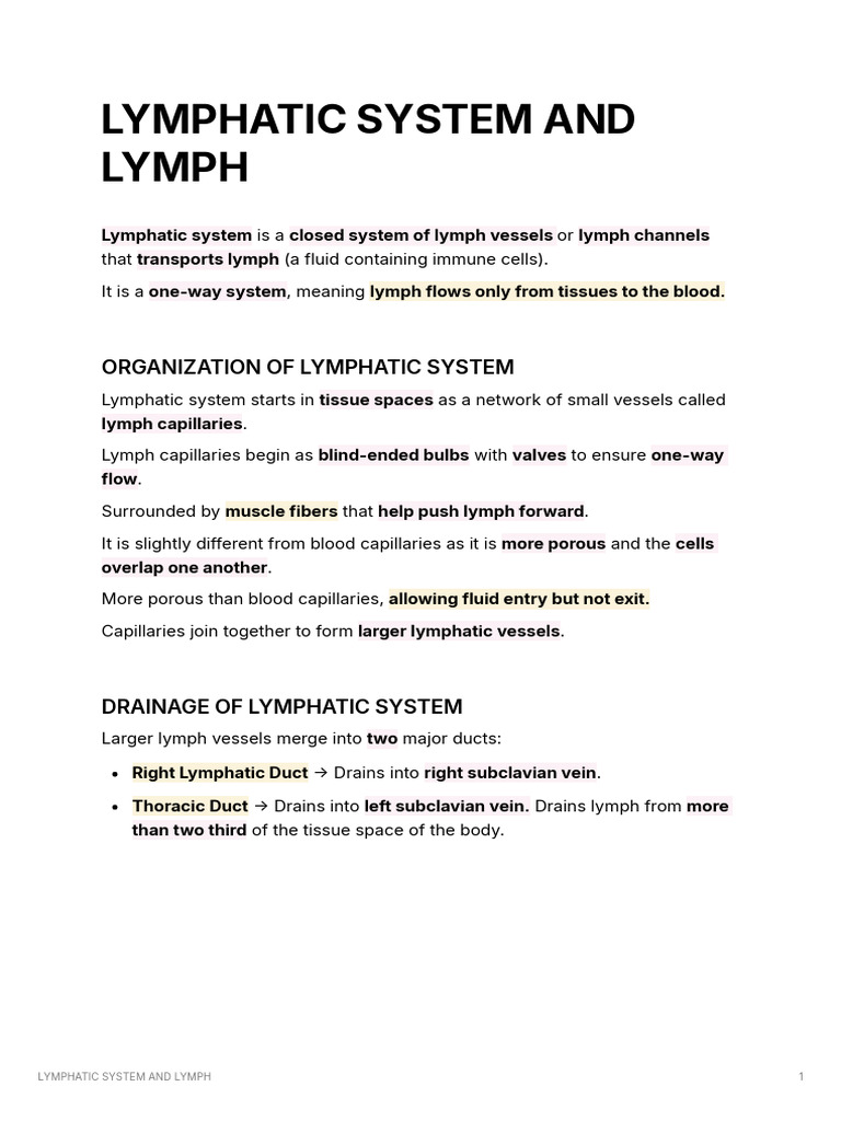Lymphatic System and Lymph | PDF | Lymphatic System | Lymph Node