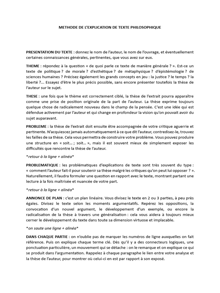 Méthode d'explication de texte philo | PDF | Méthode scientifique ...