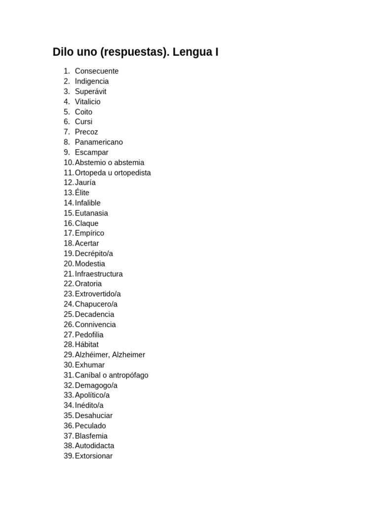 Dilo Uno(Respuestas) Lengua I | PDF