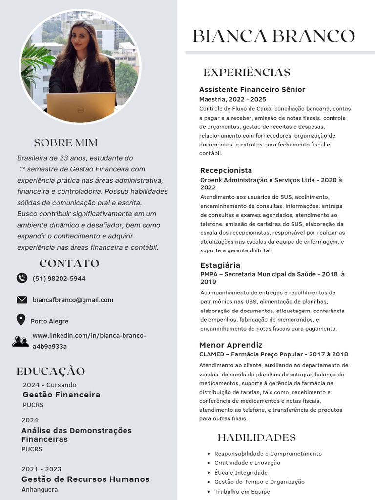 00 Currículo Bianca Branco | PDF | Contabilidade | Farmácia