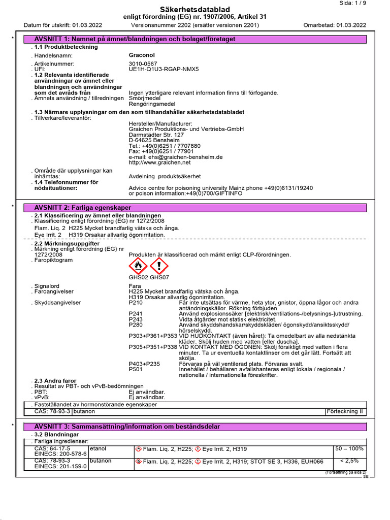 Graconol - (SE) 1337 Vers 2202 | PDF