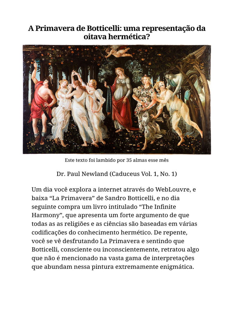 A Primavera de Botticelli - Uma Representação Da Oitava Hermética ...
