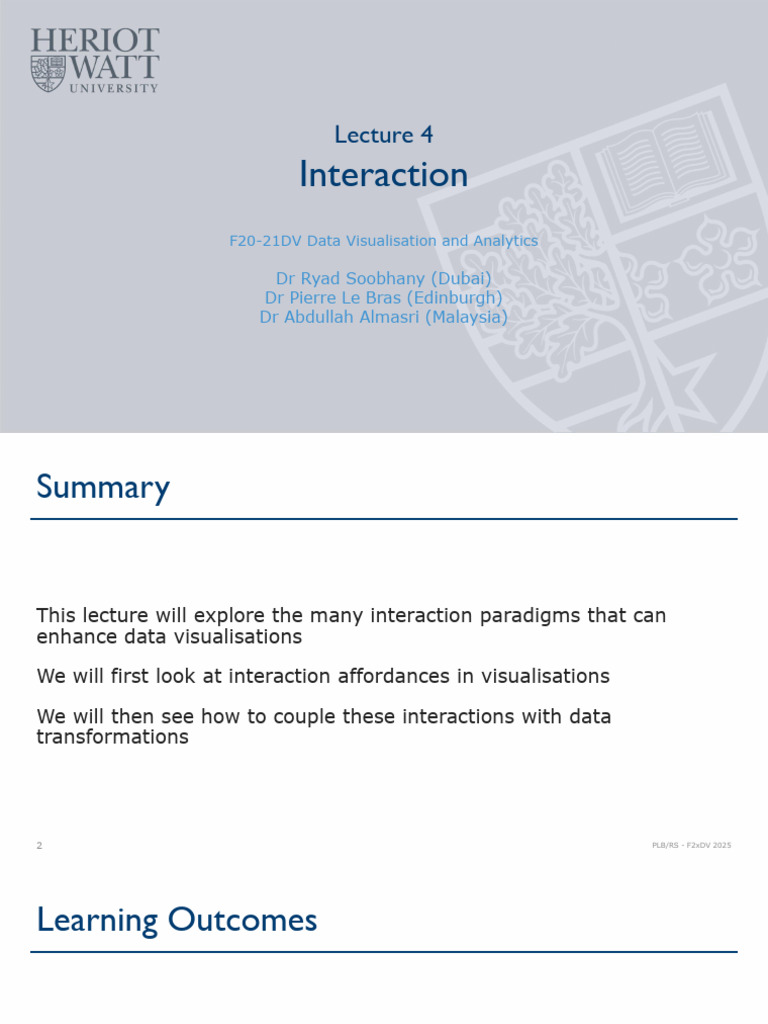 F2xDV - Lecture 4 - Interaction | PDF | Visualization (Graphics) | Computing