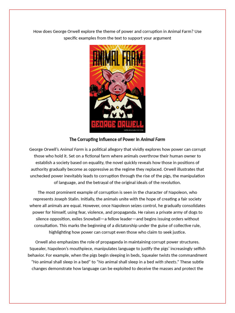How Does George Orwell Explore The Theme of Power and Corruption in ...