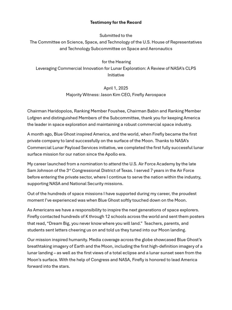 Hearing Leveraging Commercial Innovation For Lunar Exploration - A ...