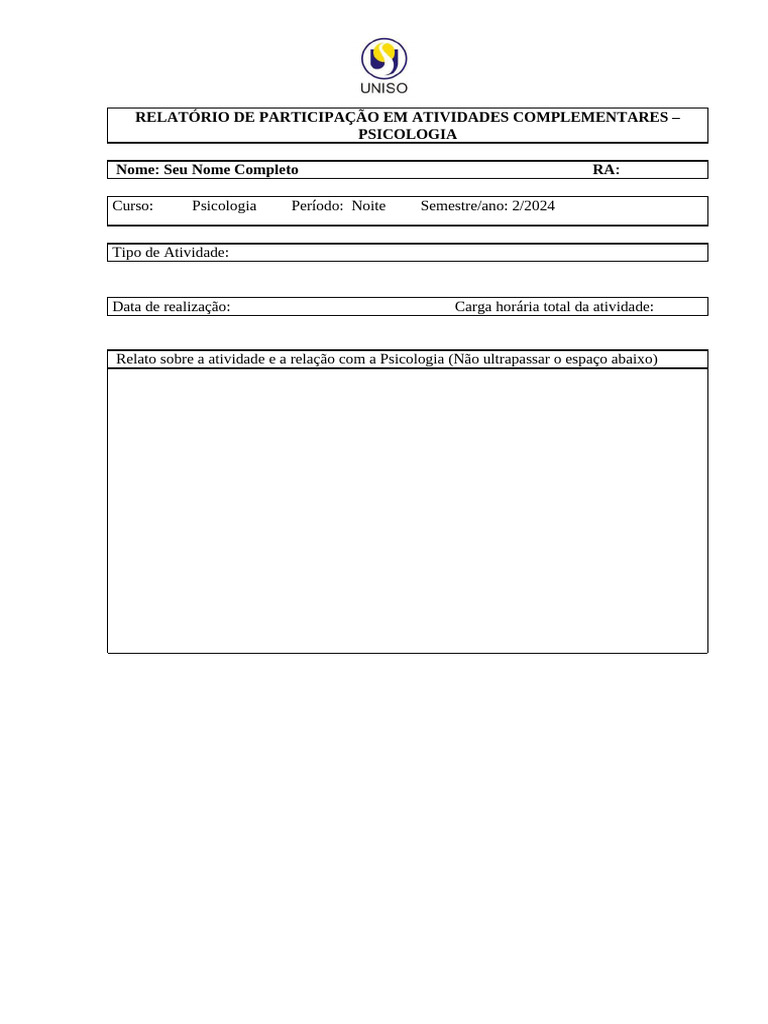 Comprovante para Horas Complementares | PDF