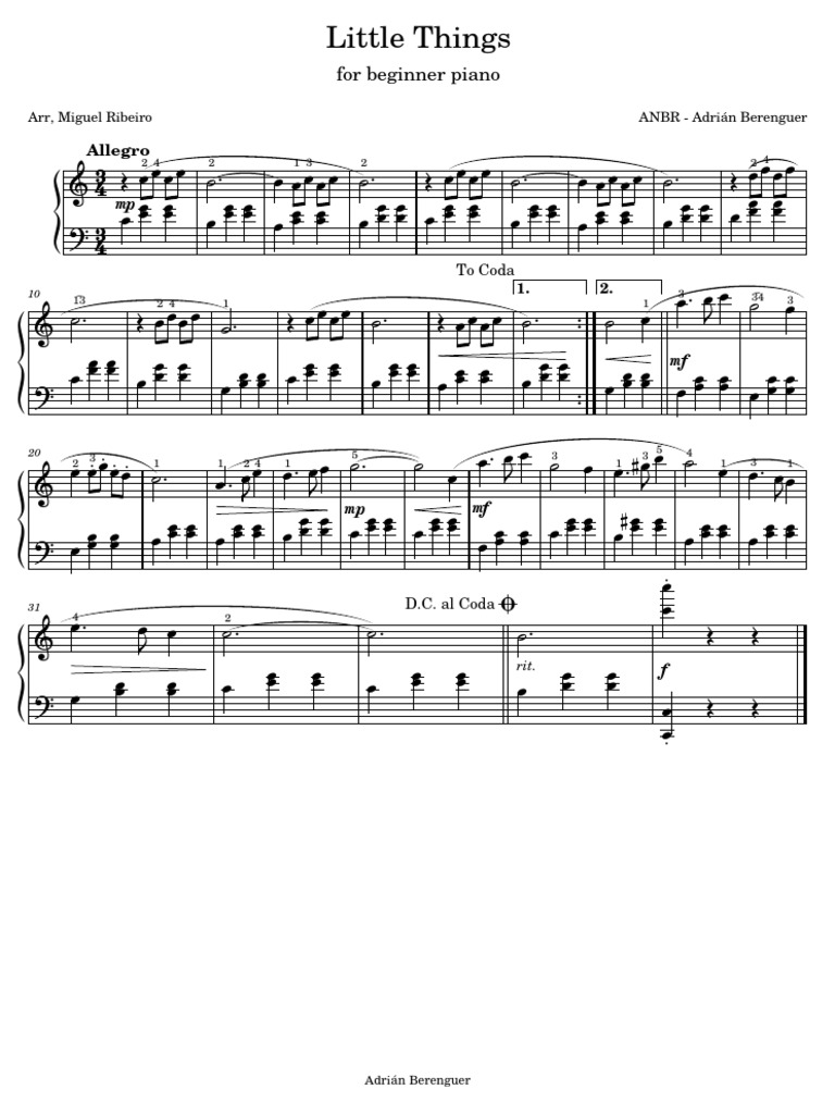 Little Things Piano Sheet Music | PDF