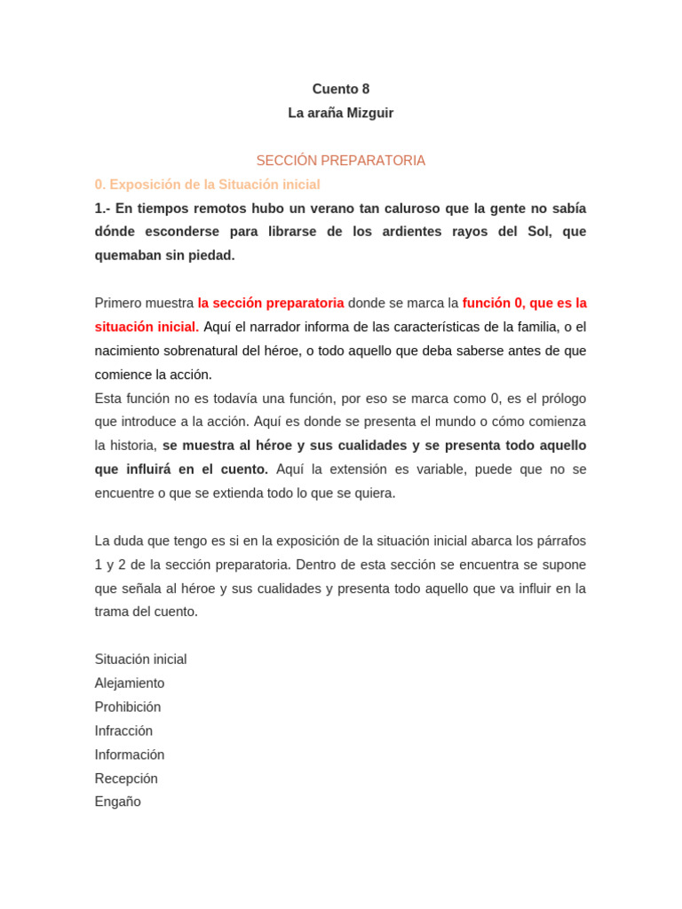 Análisis Del Cuento 8 | PDF