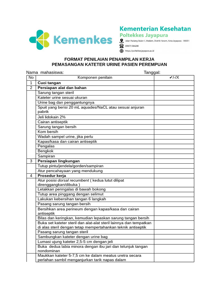 SOP KATETER PEREMPUAN | PDF