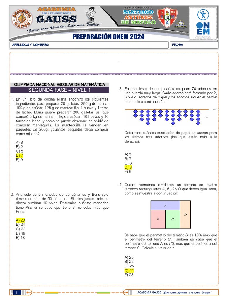 ONEM 2024 Fase2 - Nivel 1 | PDF