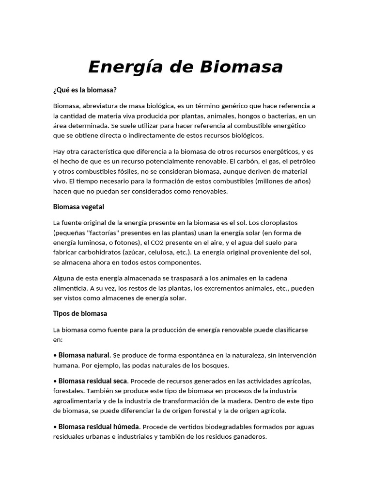 Energía de Biomasa | PDF | Biomasa | Biocombustible