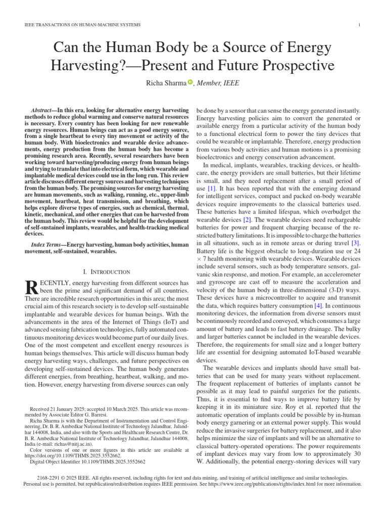 Energy Harvesting from Human Body | PDF | Energy Harvesting ...