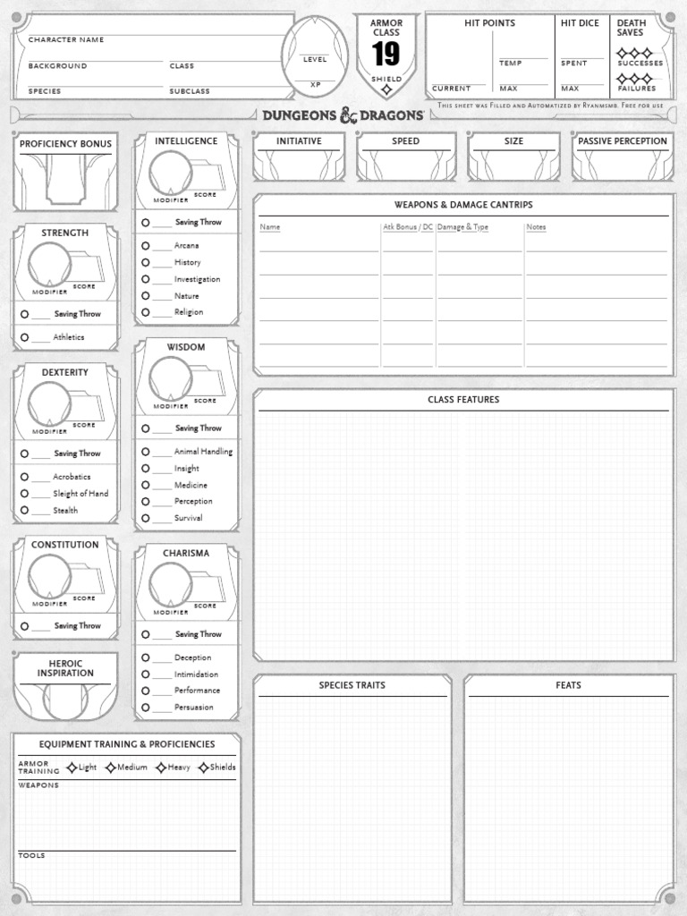 DND 2024 Editable Character Sheet | PDF | Tabletop Games | Role Playing ...
