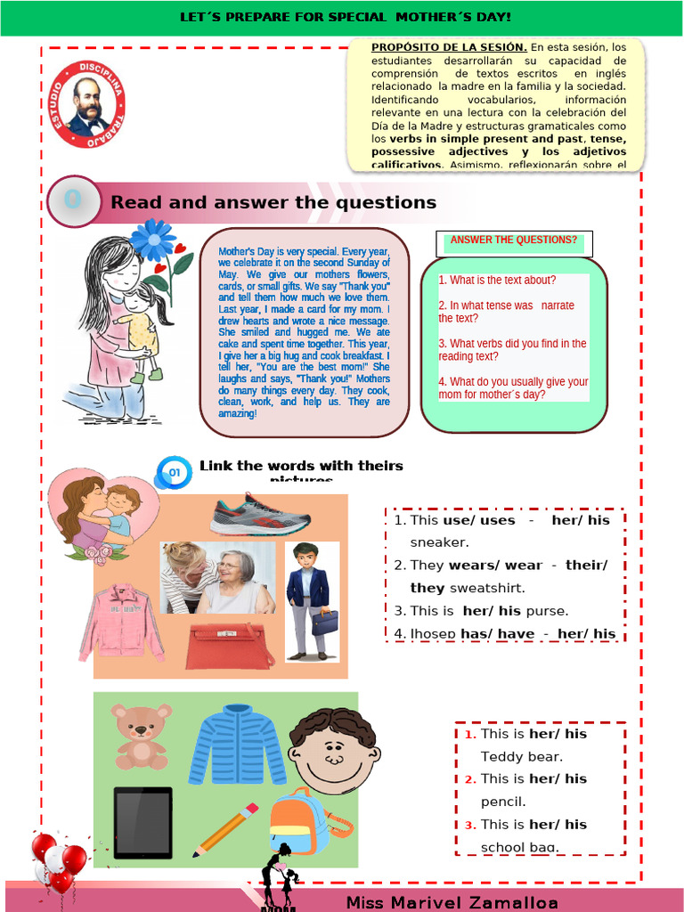 Activity 2 - 3ro - READING - LET S PREPARE FOR SPECIAL MOTHER S DAY ...