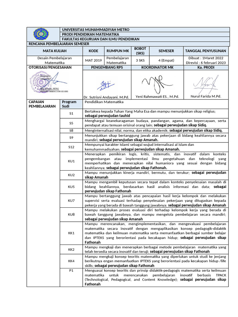 RPS Desain MBKM 2022 | PDF
