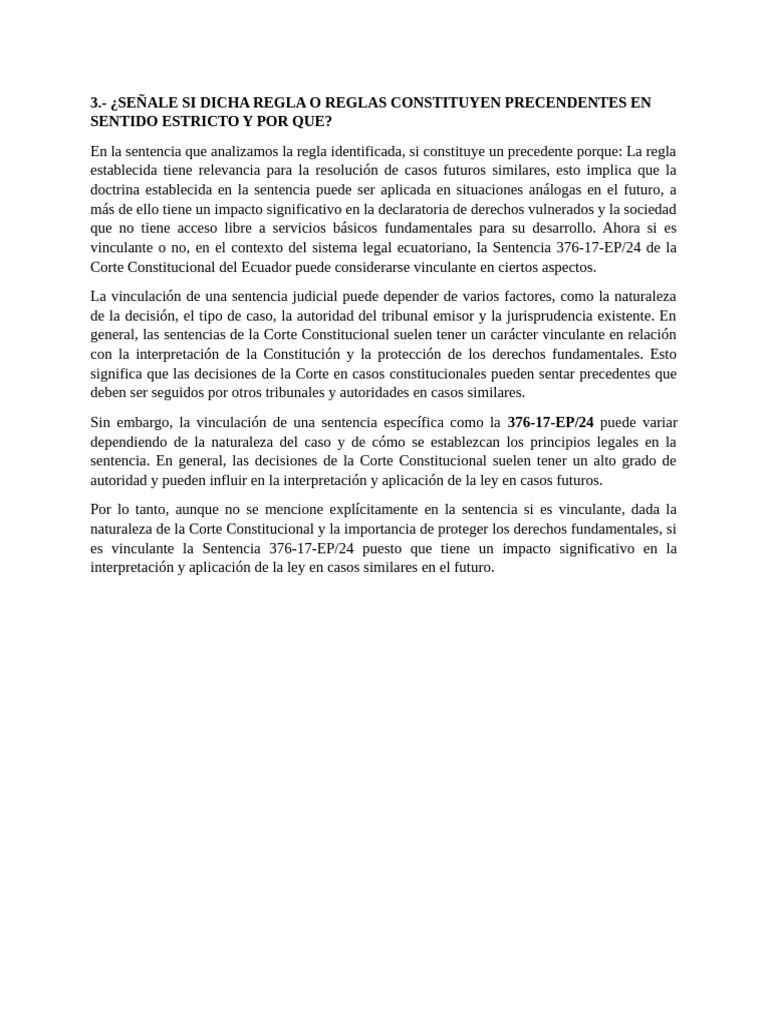 3.-¿Señale Si Dicha Regla O Reglas Constituyen Precendentes en Sentido ...