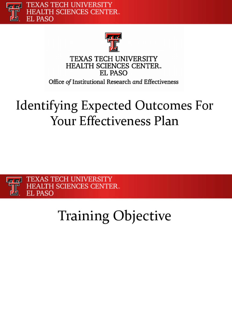 Expected Outcomes for Effectiveness Plans | PDF | Learning | Goal