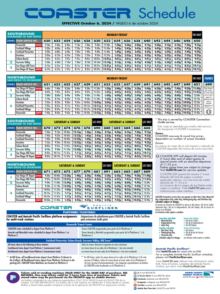 COASTER Schedule October 2024 Web | PDF
