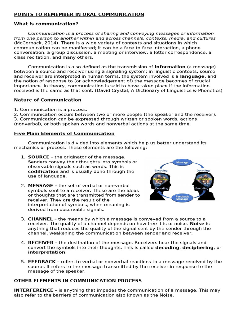 Key Points in Oral Communication | PDF | Communication | Nonverbal ...