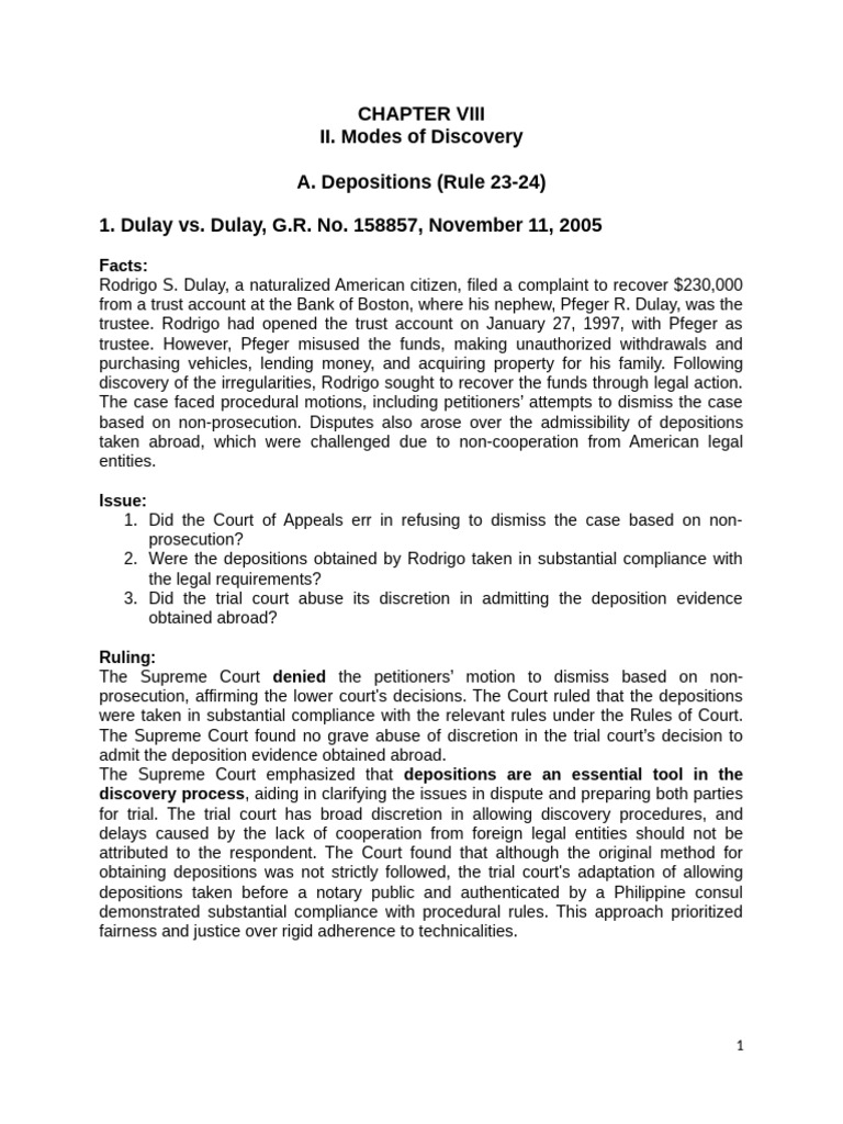 Civil Procedure I - Cases | PDF | Subpoena Duces Tecum | Discovery (Law)