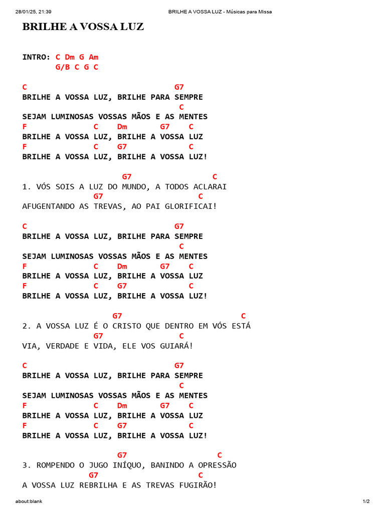 Brilhe a Vossa Luz - Letra e Cifras | PDF