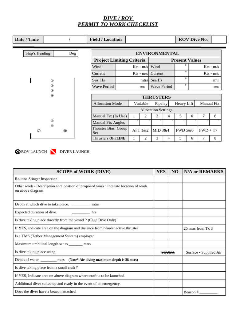 7.DIVE ROV Checklist | PDF | Underwater Diving