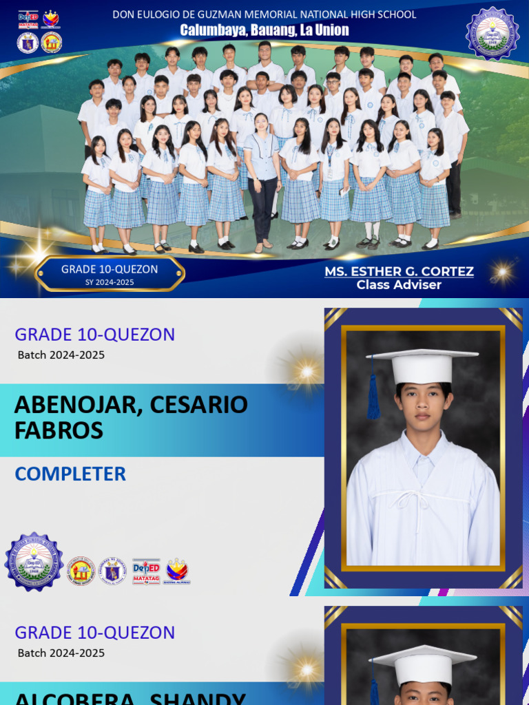 Grade 10 Quezon Completers 2024-2025 | PDF