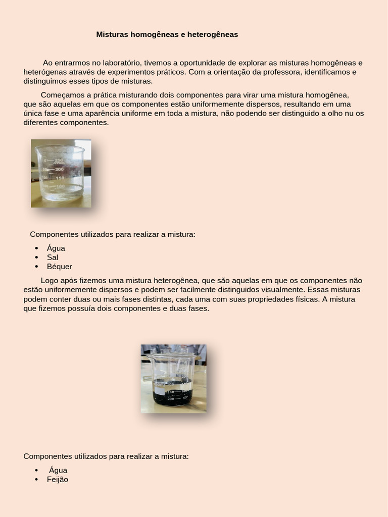 Exemplos de Misturas Homogêneas e Heterogêneas | PDF