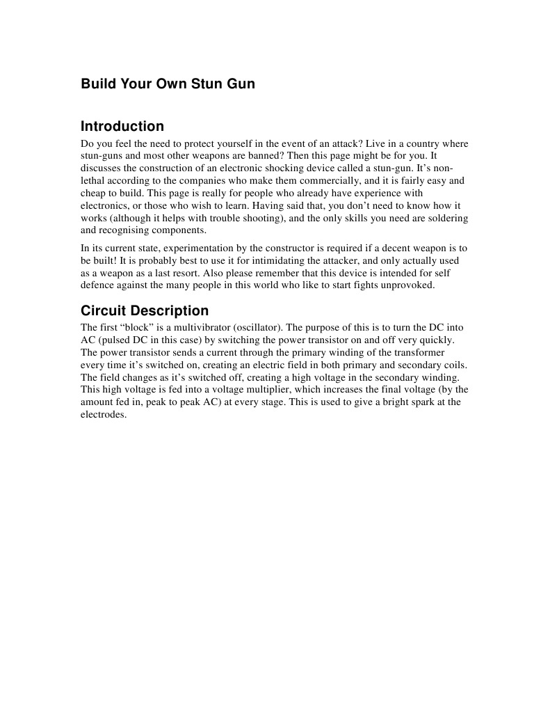 Stunguns Build Your Own Stun Gun | PDF | Transformer | Capacitor
