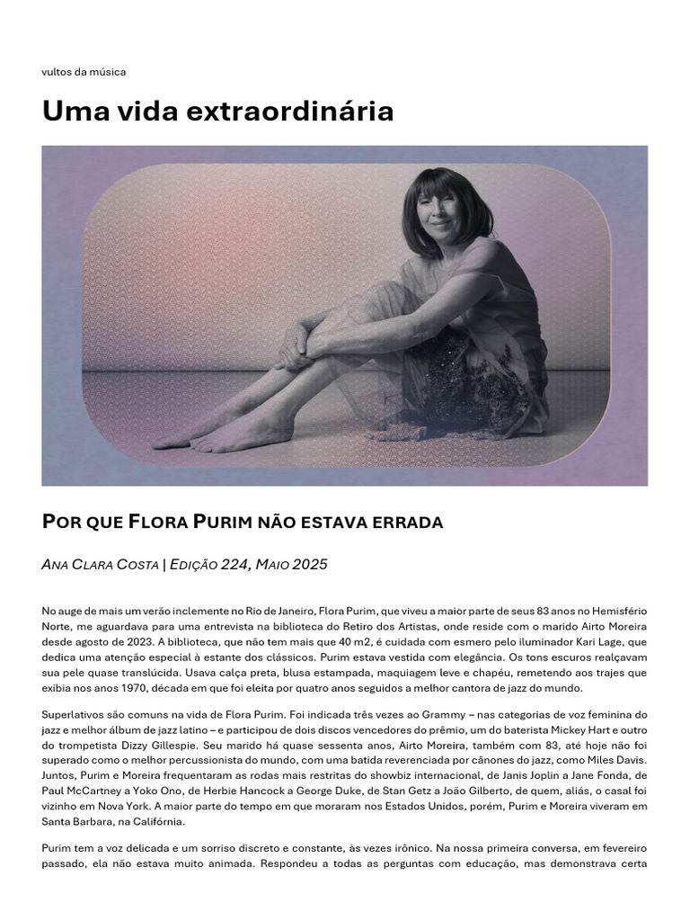 Flora Purim: Vida e Música no Retiro | PDF | Jazz | Diana