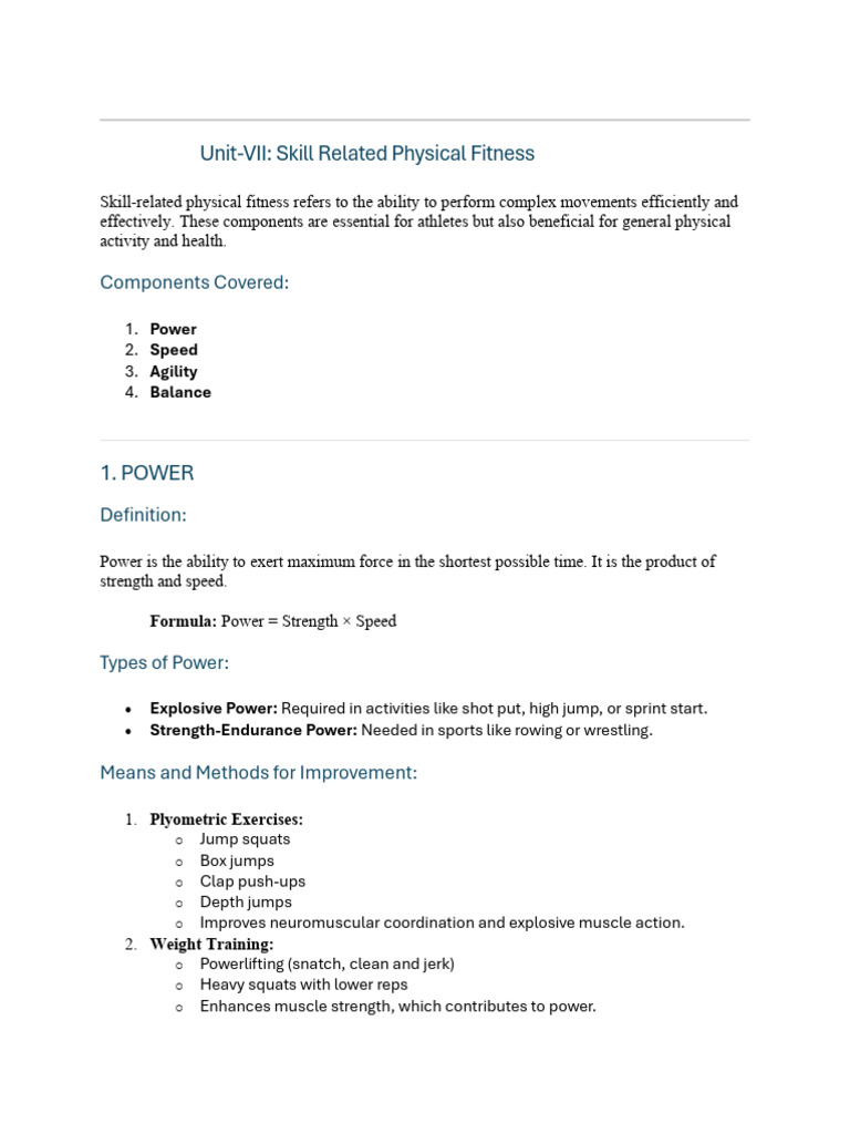 P.ed. Unit-Vii (Cuet) by Darsh | PDF | Balance (Ability) | Strength Training