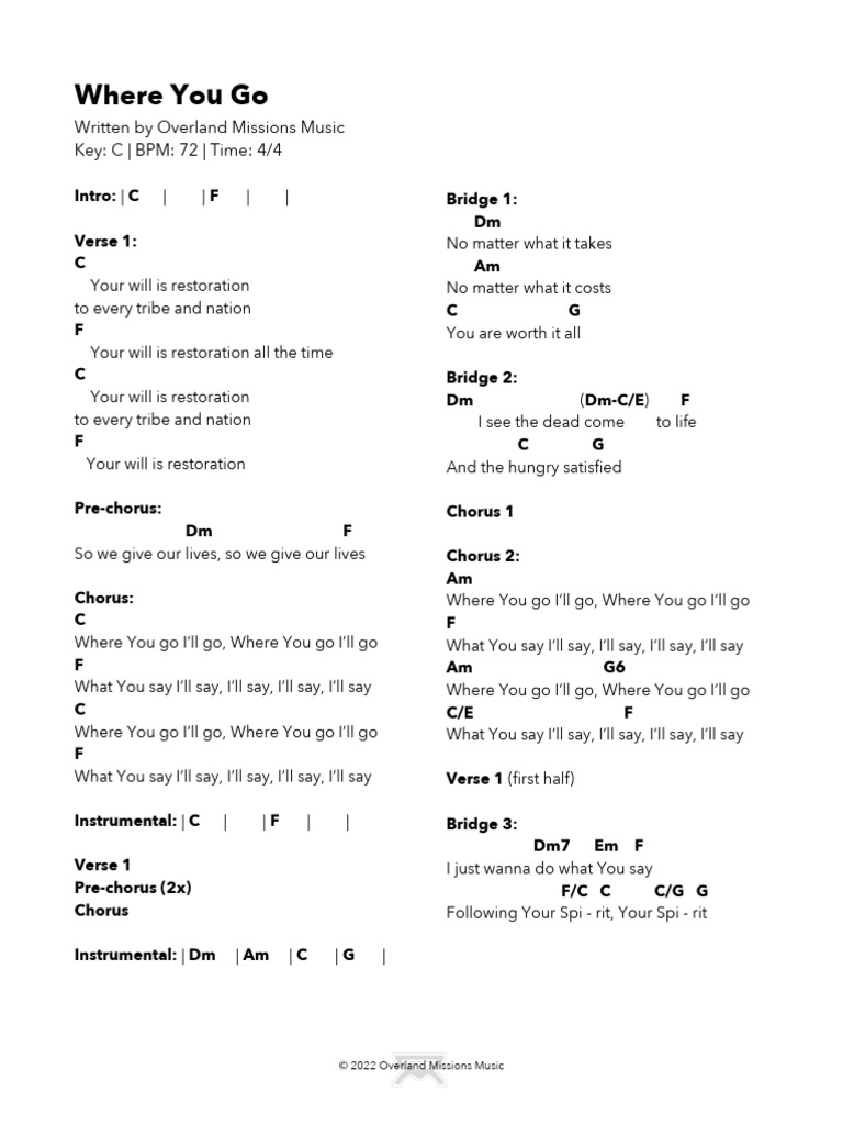 Where You Go: Overland Missions Song | PDF | Song Structure | Musicology