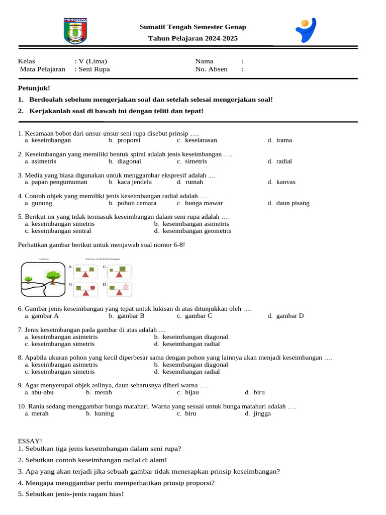 STS Genap Seni Rupa Kelas V BU LILIS | PDF