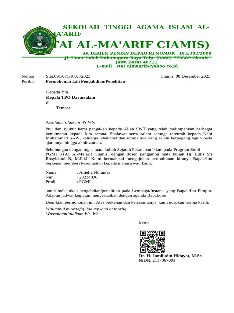 Surat Izin Amel | PDF