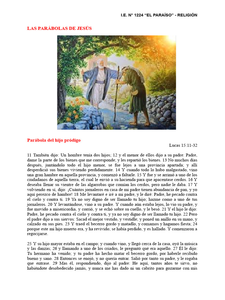 Parábolas de Jesús: Enseñanzas y Reflexiones | PDF