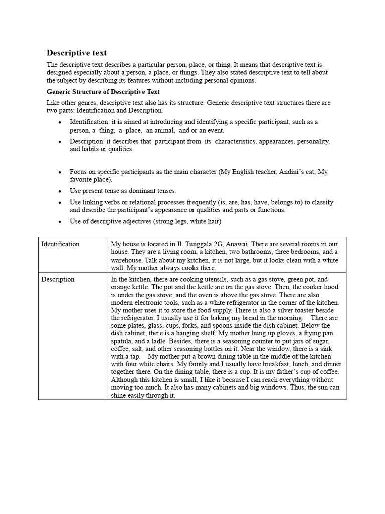 Descriptive and Narrative Text | PDF | Adjective | Tableware