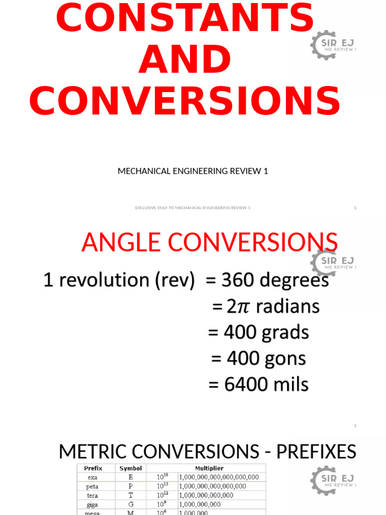 Constants-And-Conversions Engr Ejd | PDF | Water | Heat