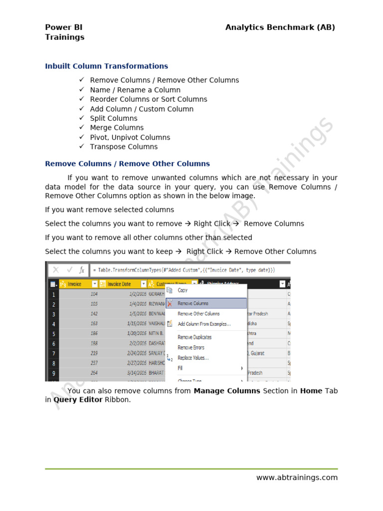 in Built Row and Column Transformations | PDF | Table (Database) | Software