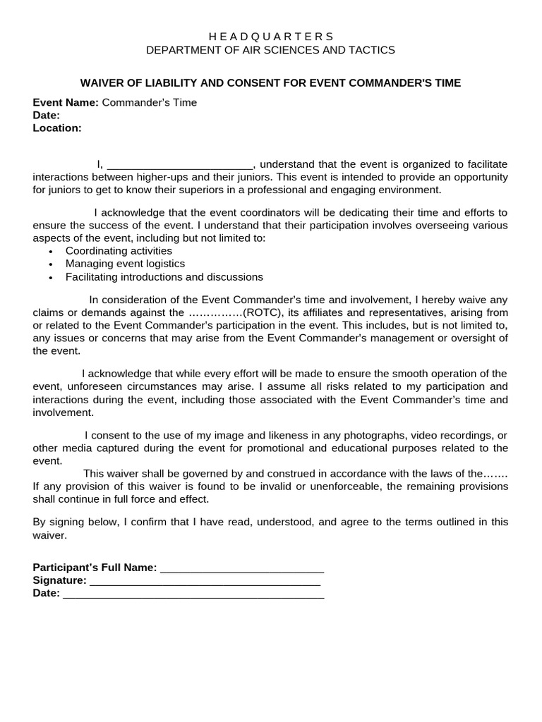 Waiver For Commanders Time | PDF