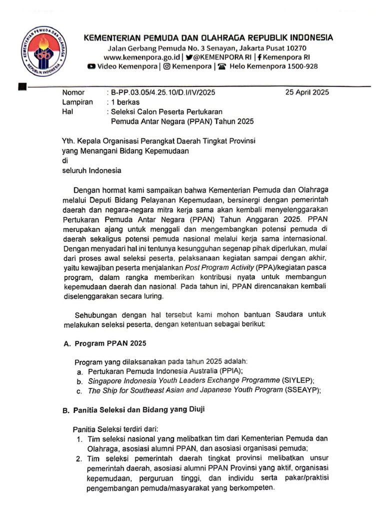 Seleksi PPAN 2025 | PDF