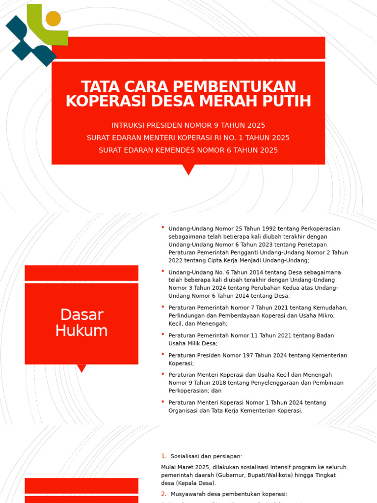 TATA CARA PEMBENTUKAN KOPERASI DESA MERAH PUTIH | PDF