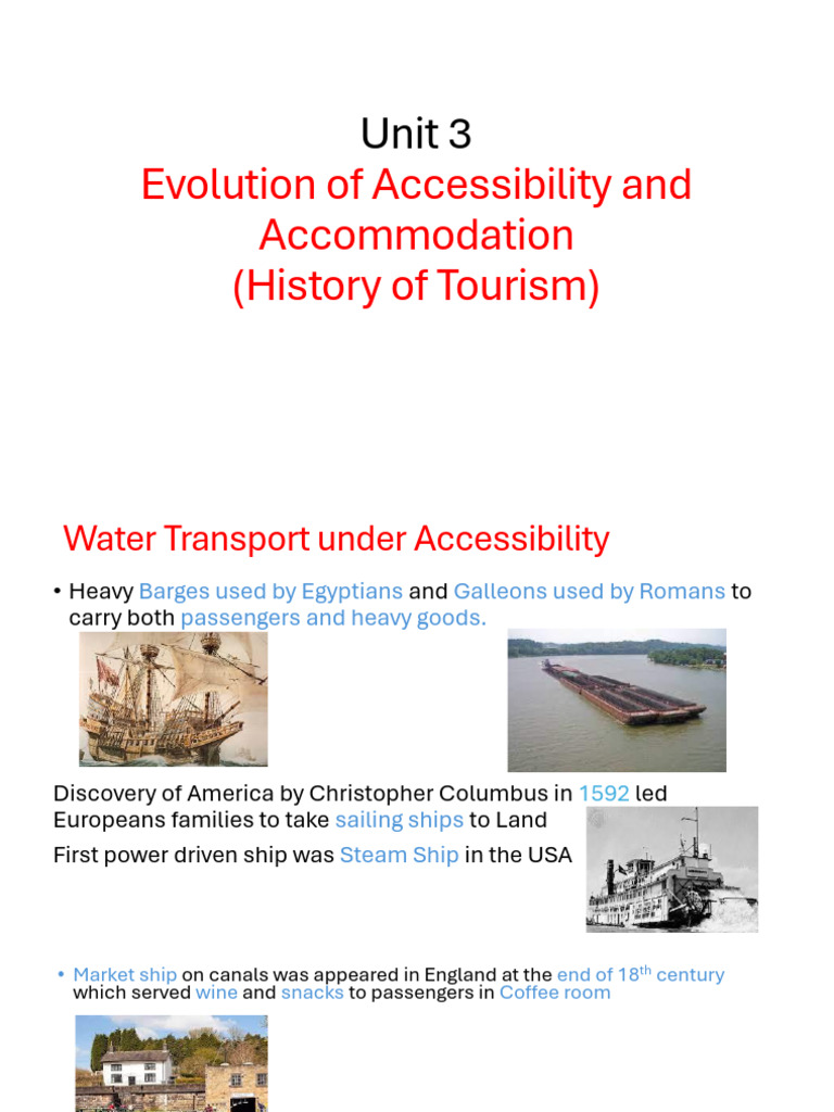 Unit 3 Evolution of Accessibility and Accomodation | PDF | Ships | Water Transport