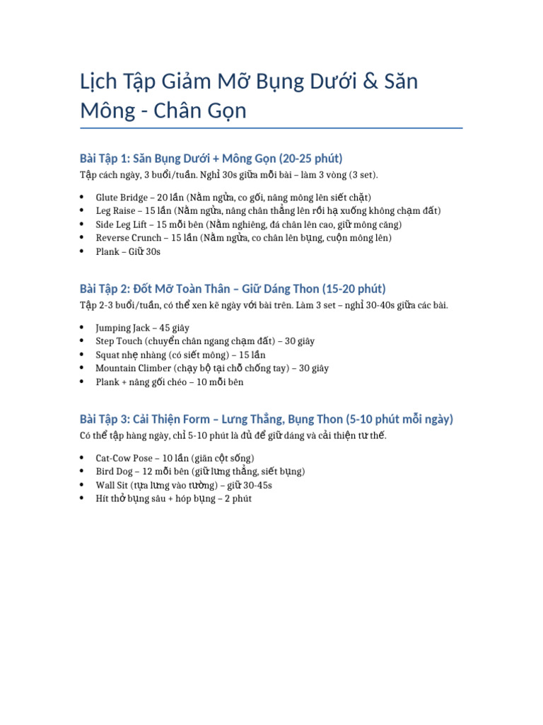 Bai Tap Giam Mo Bung Mong Chan Gon | PDF